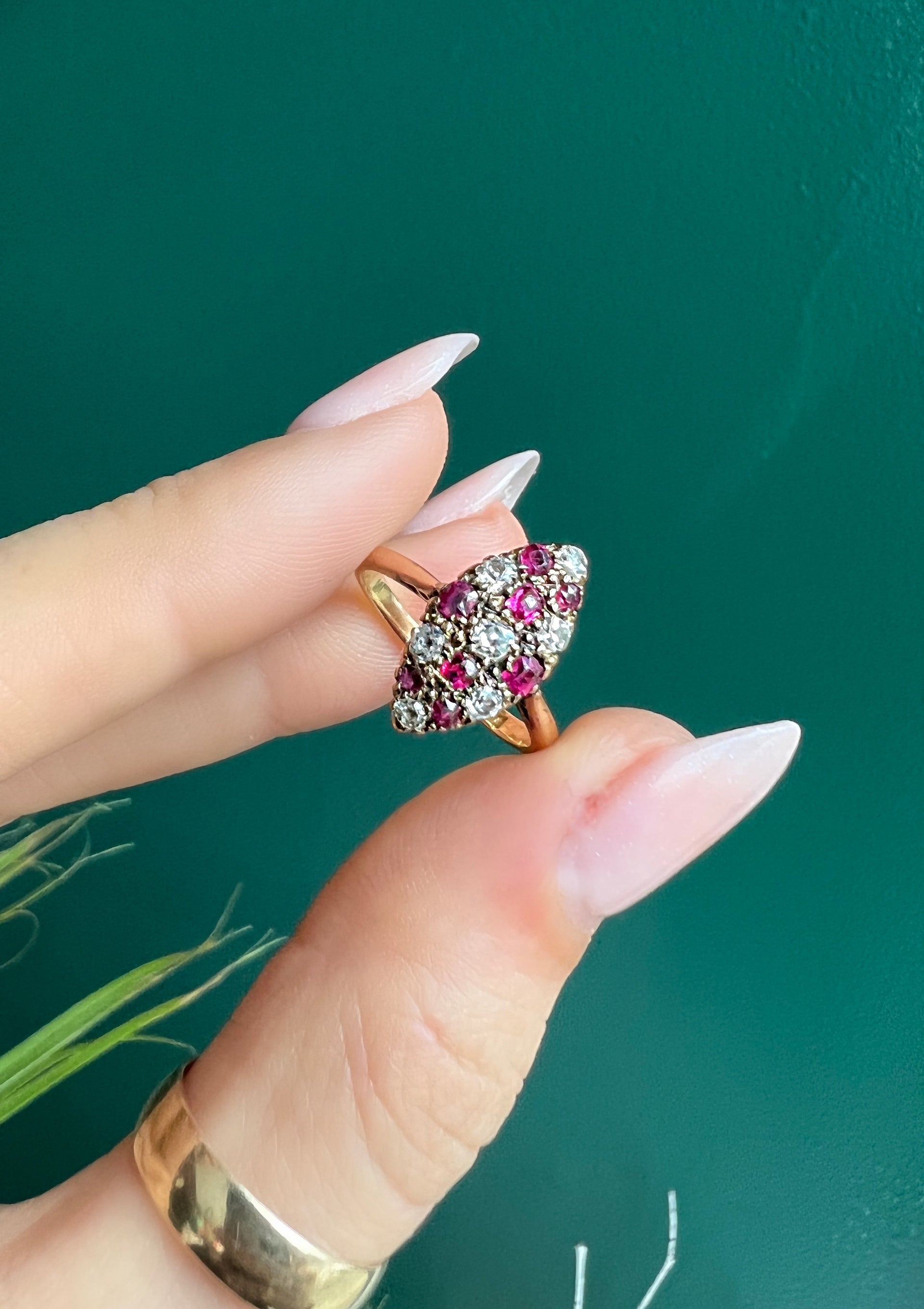 THE RUBY DIAMOND COBBLESTONE NAVETTE RING – The Moonstoned